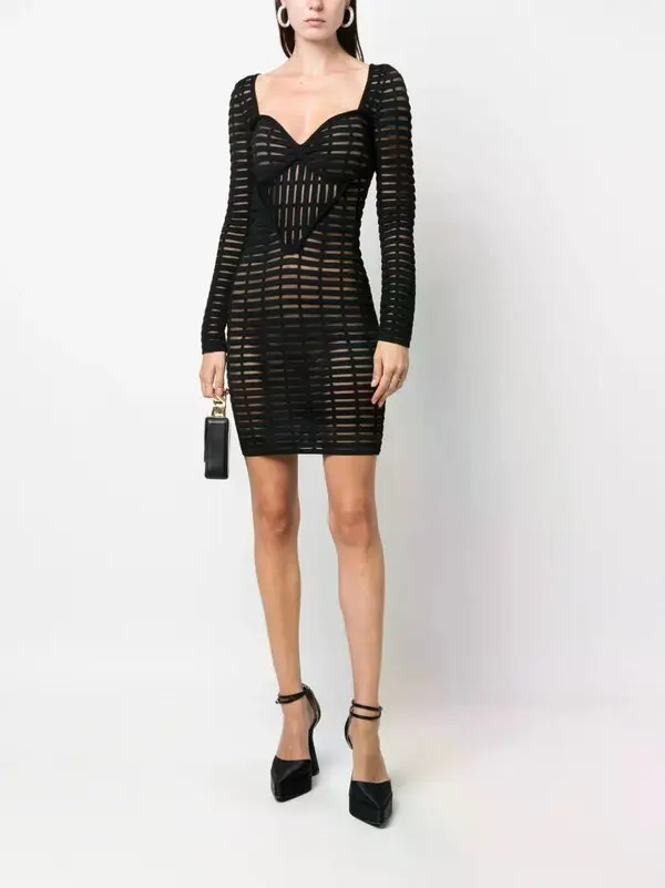 GENNY Open-knit Bustier Mini Dress