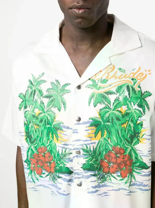 Rhude Palmas Snap Short-sleeve Shirt