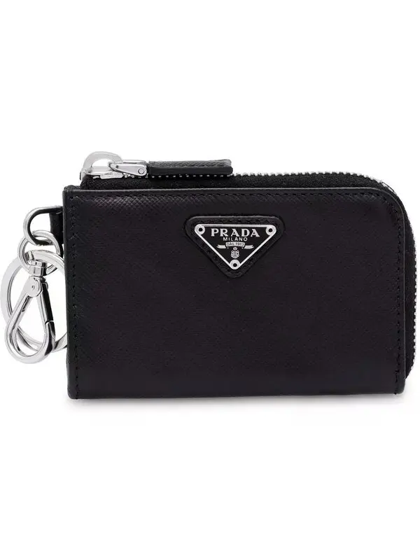 Prada Saffiano Pouch Key Trick - Black