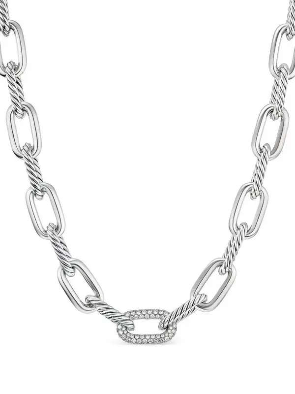 David Yurman Sterling Diamond Chain Necklace - Silver