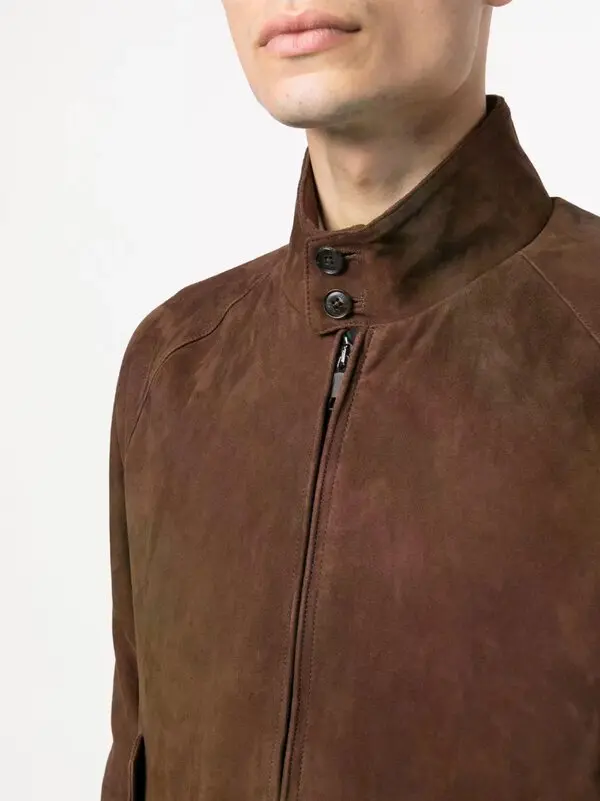 BARACUTA G9 Harrington Panelled Suede Jacket