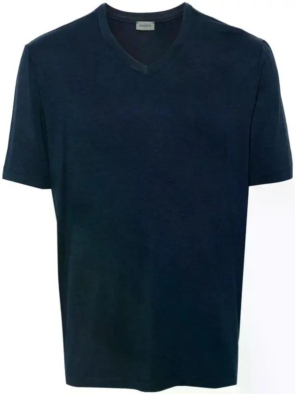Hanro V-neck Mélange-effect T-shirt - Blue