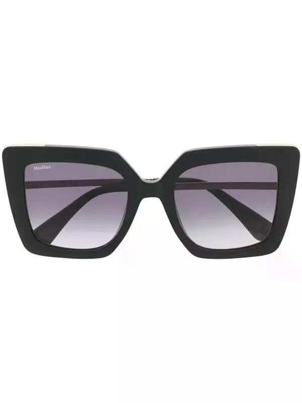 Max Mara Engraved-logo Square-frame Sunglasses - Black