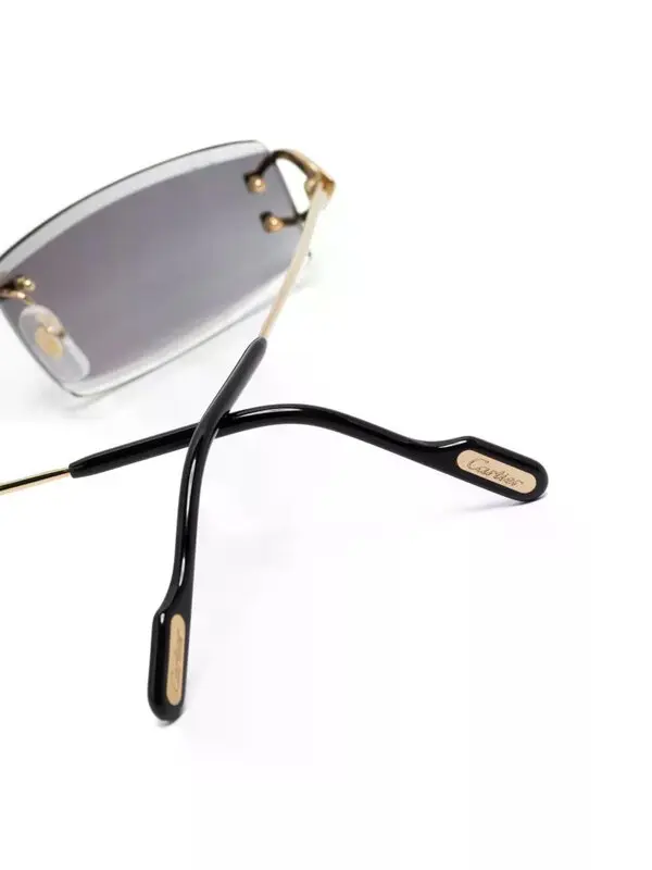 Cartier Rectangle-frame Rimless Sunglasses - Gold