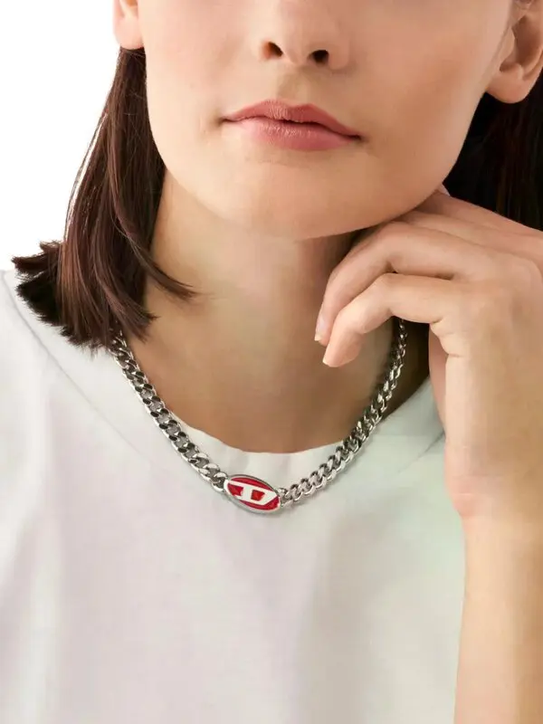 DIESEL® Logo Plaque Chain Necklace