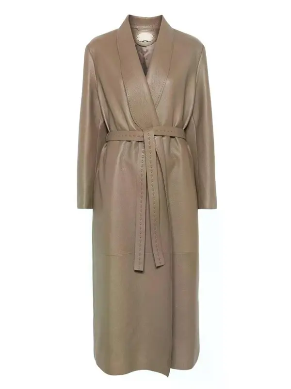Fendi Belted Leather Coat