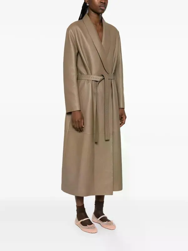 Fendi Belted Leather Coat
