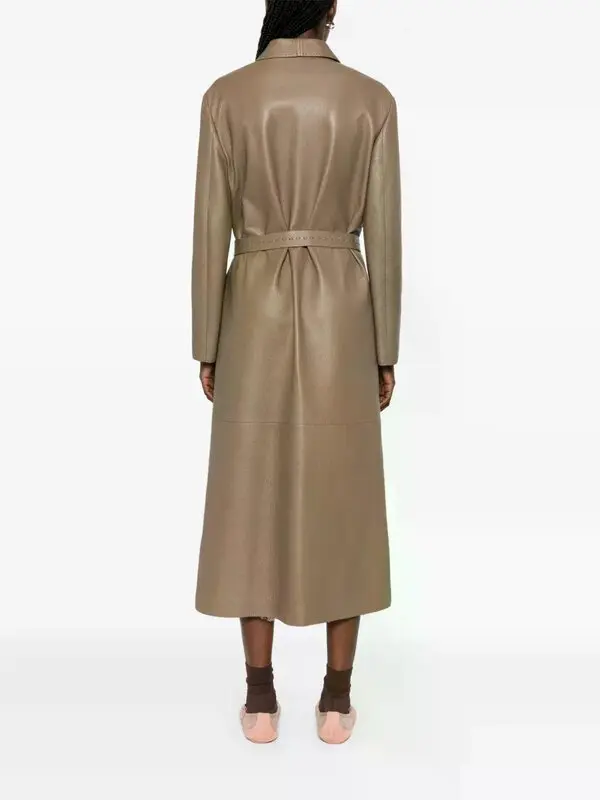 Fendi Belted Leather Coat