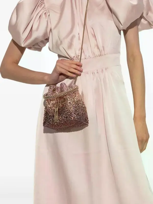 JIMMY CHOO Bon Bon Crystal Bucket Bag - Pink