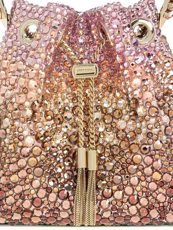 JIMMY CHOO Bon Bon Crystal Bucket Bag - Pink