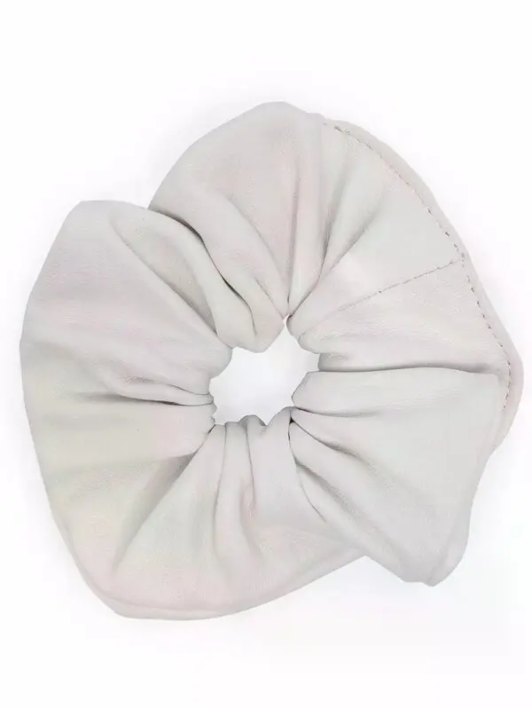 MANOKHI Textured Leather Scrunchie - White