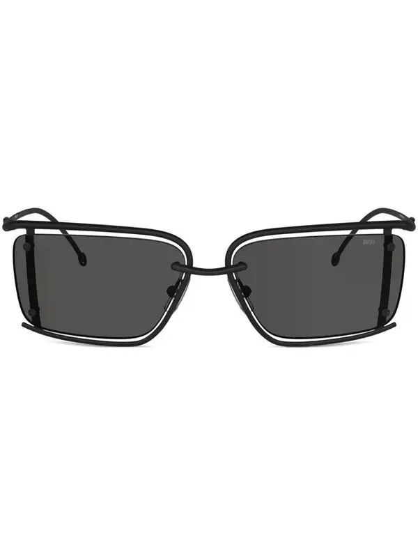 DIESEL® Rectangle Frame Metal Sunglasses