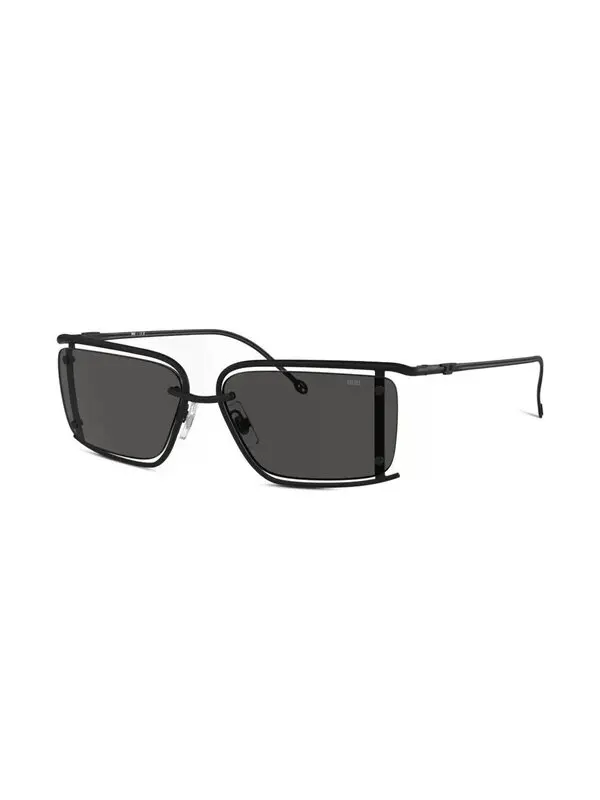 DIESEL® Rectangle Frame Metal Sunglasses