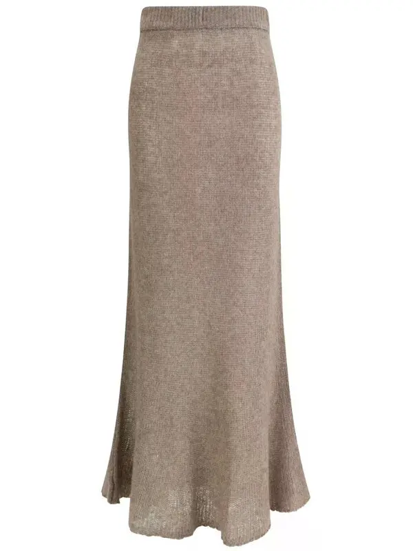LISA YANG Kelsy Flared Knit Skirt - Brown