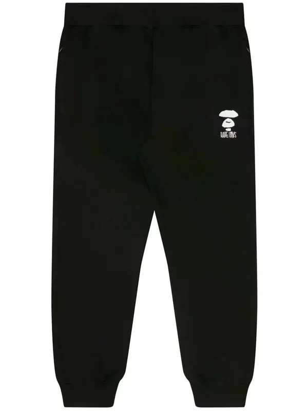 AAPE BY *A BATHING APE Moonface Embroidered Track Pants - Black