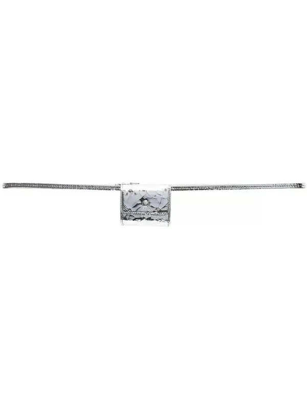 MAISON MARGIELA Broken Mirror Leather Airpods Case - Silver