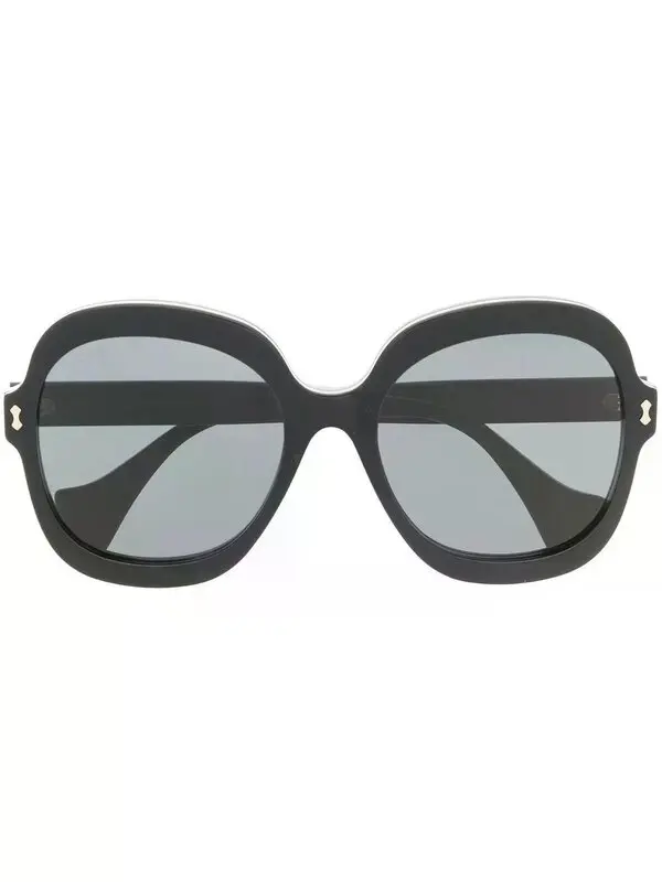 Gucci Logo-plaque Square-frame Sunglasses - Black