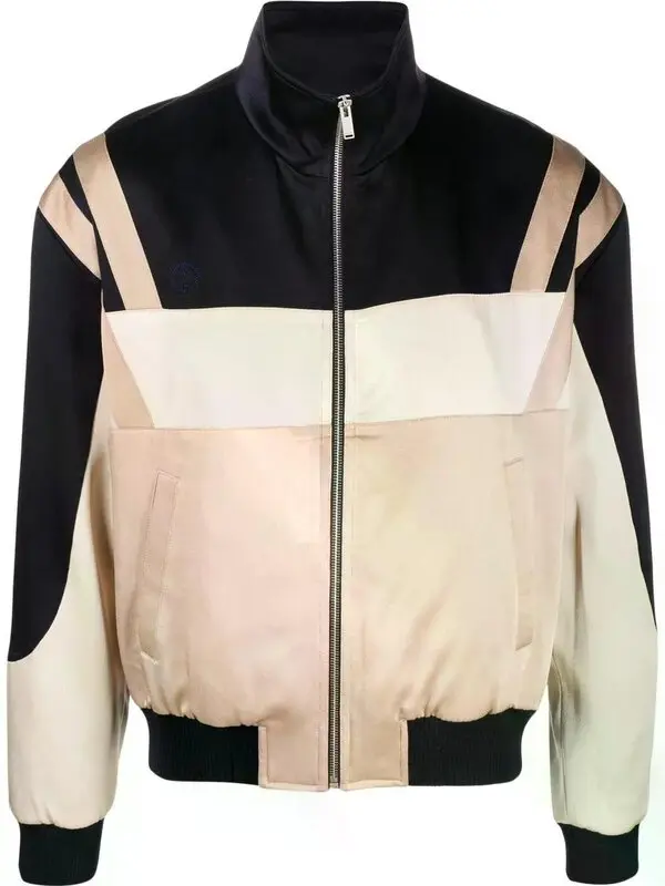 Saint Laurent Panelled Zip-up Bomber Jacket - Neutrals