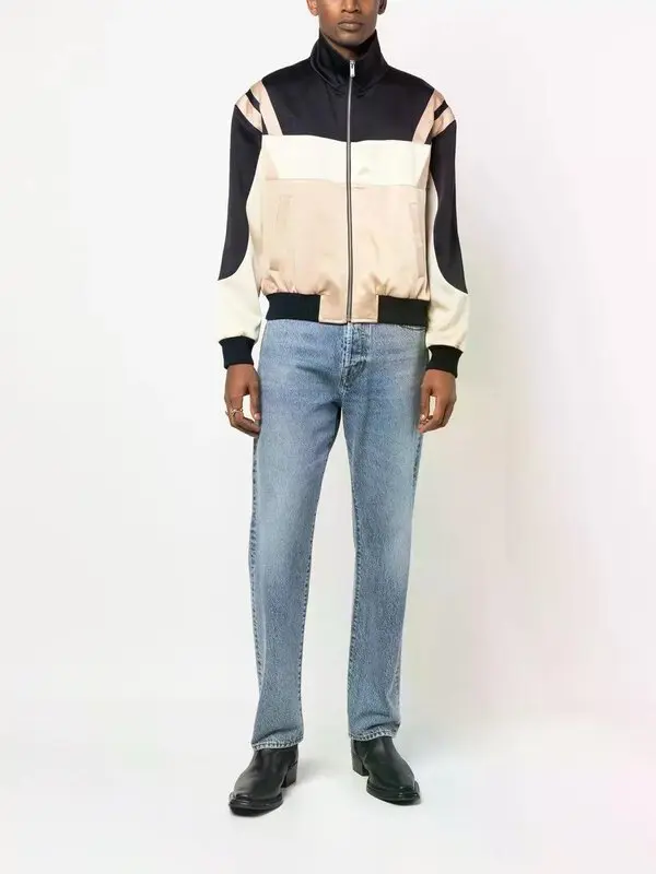 Saint Laurent Panelled Zip-up Bomber Jacket - Neutrals