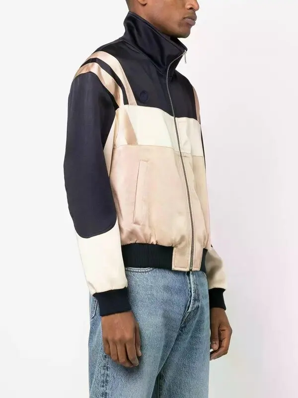 Saint Laurent Panelled Zip-up Bomber Jacket - Neutrals