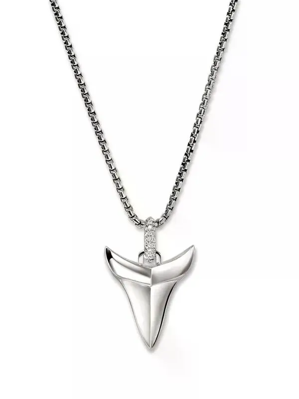 John Hardy Sterling Shark Tooth Talisman Diamond Necklace - Silver