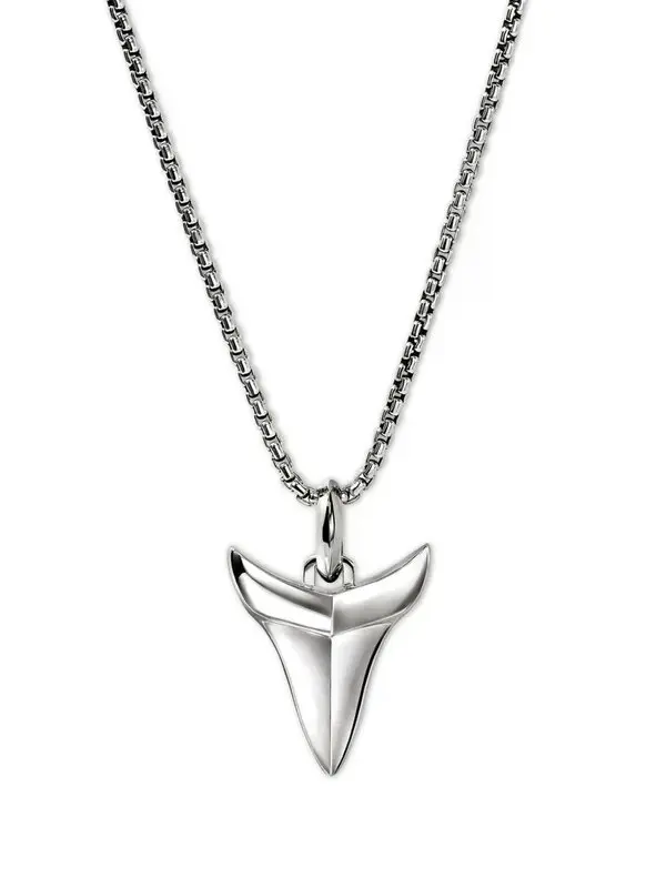 John Hardy Sterling Shark Tooth Talisman Diamond Necklace