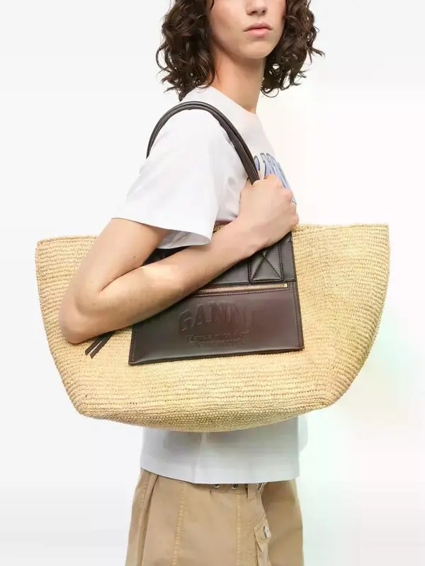 GANNI Raffia Tote Bag