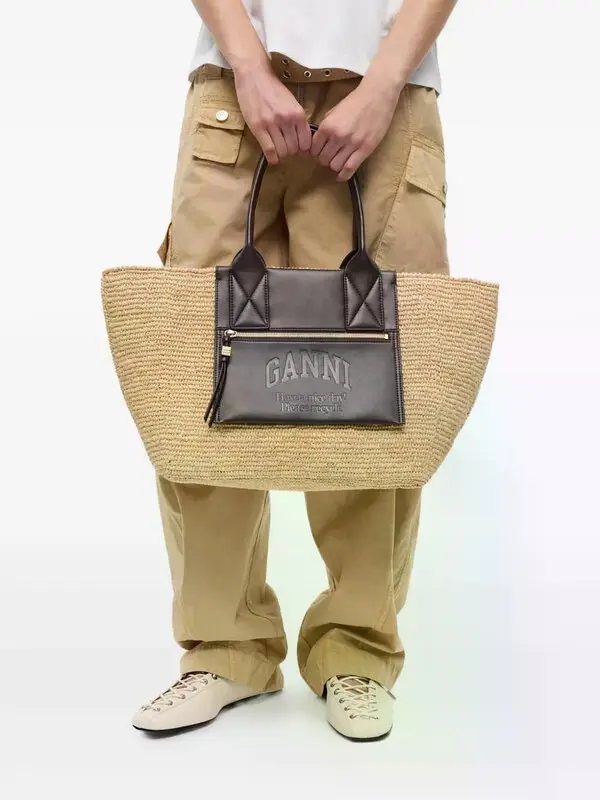 GANNI Raffia Tote Bag