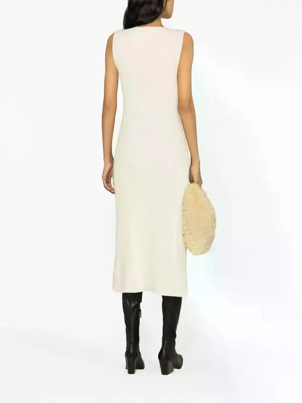 JIL SANDER V-neck Ribbed-knit Midi Dress