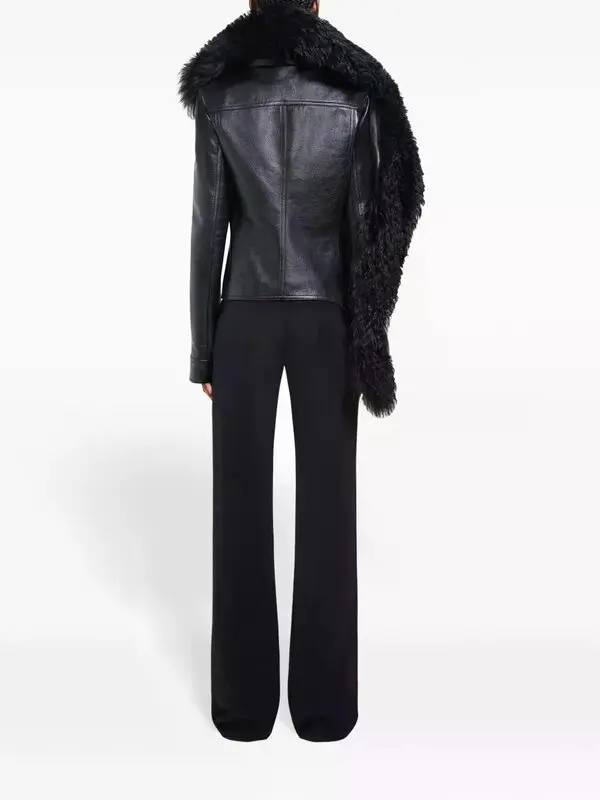 COURREGES Shearling-collar Leather Jacket