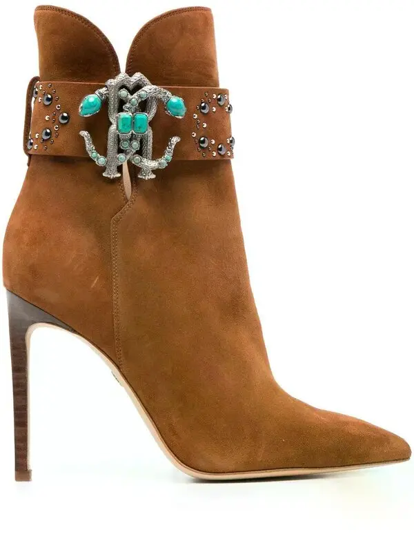 Roberto Cavalli Logo-plaque Suede Booties