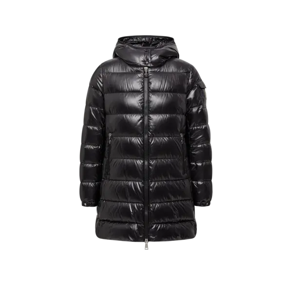 Moncler Courcelles Hooded Mid-length Down Jacket - Black