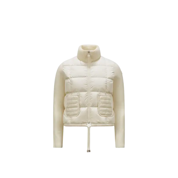 Moncler Square-quilted Padded Wool Zip-up Cardigan - White