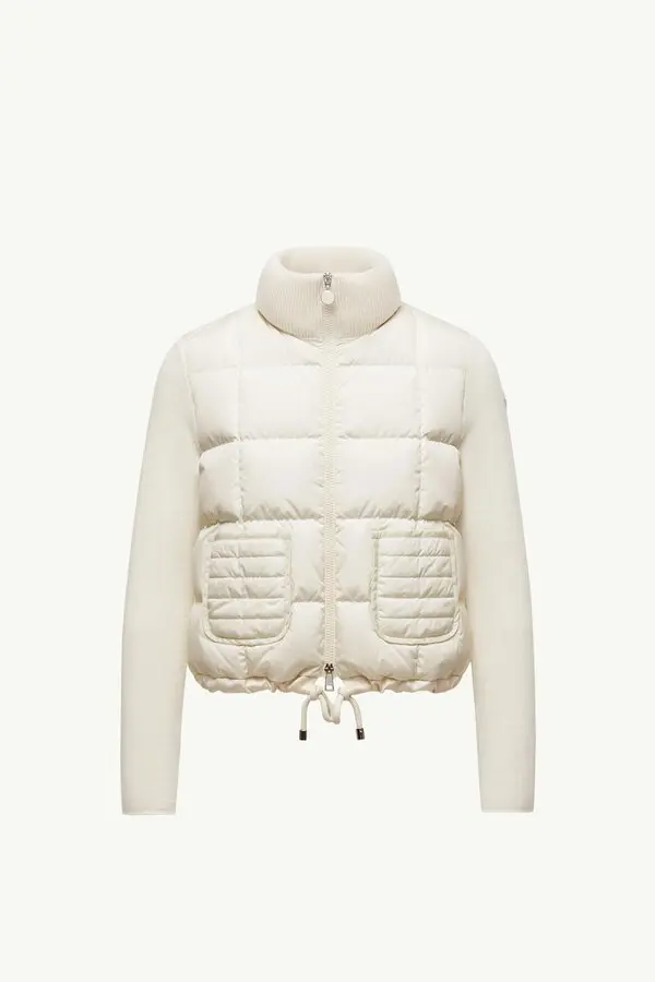 Moncler Square-quilted Padded Wool Zip-up Cardigan - White