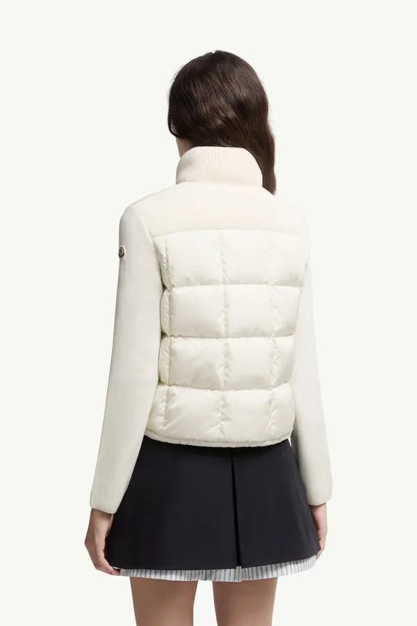 Moncler Square-quilted Padded Wool Zip-up Cardigan - White
