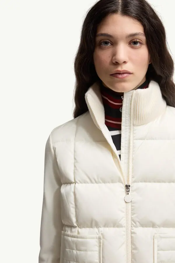 Moncler Square-quilted Padded Wool Zip-up Cardigan - White