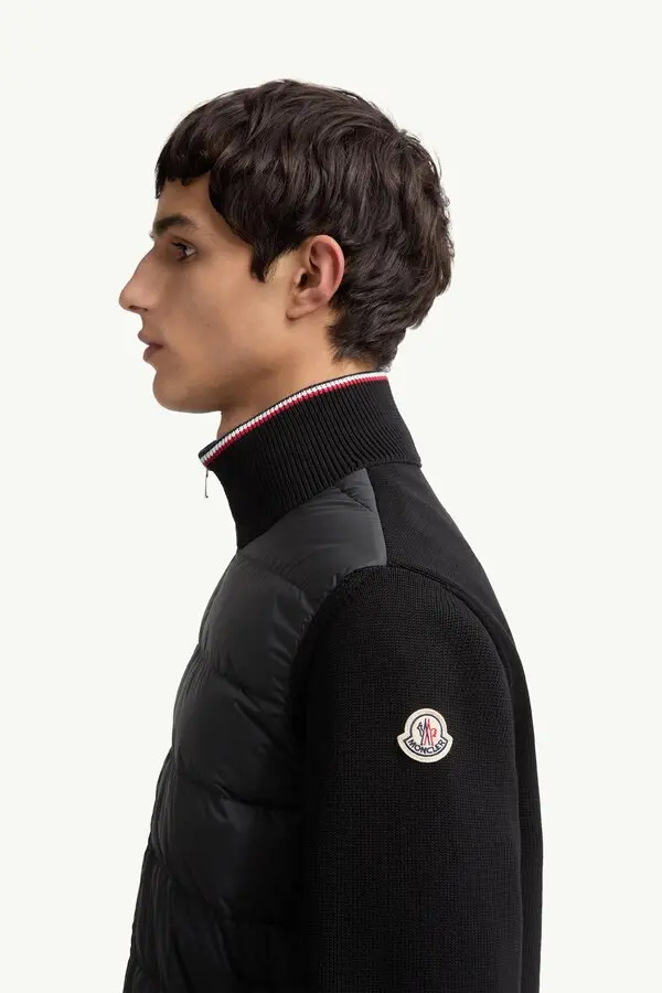 Moncler Padded Zip-up Cotton Cardigan - Black