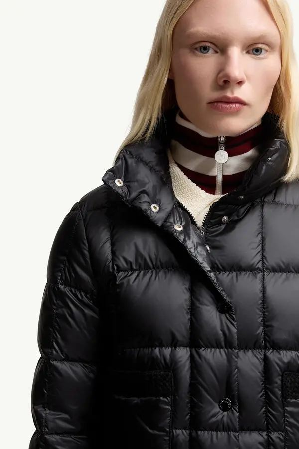 Moncler Jarcieu Braided Trim Short Down Jacket - Black