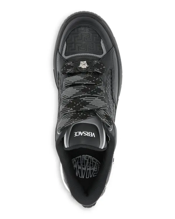 Versace Leather Biggie Basket Sneakers - Black