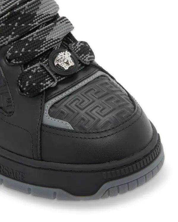 Versace Leather Biggie Basket Sneakers - Black