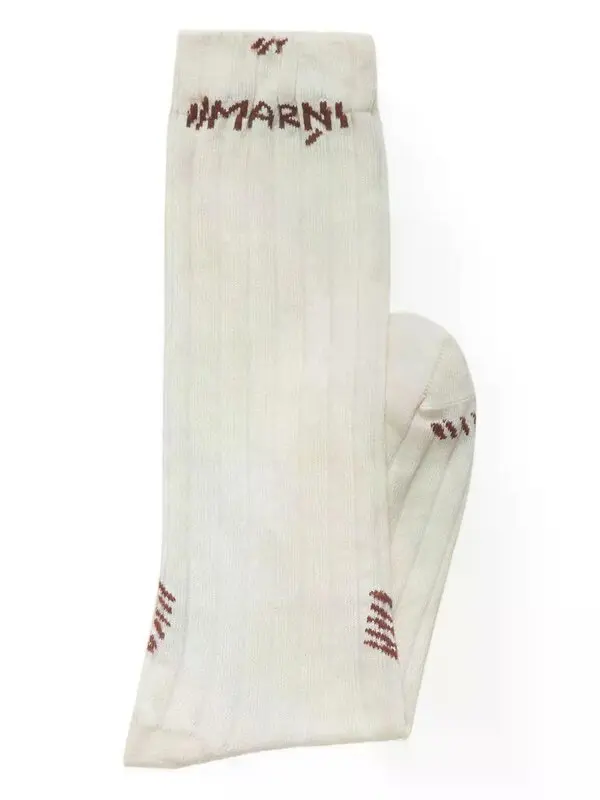 Marni Embroidered Logo Socks - White