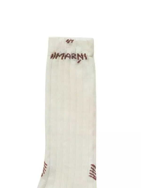 Marni Embroidered Logo Socks - White