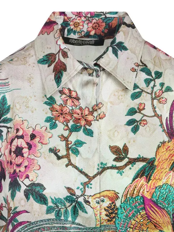 Roberto Cavalli Floral-print Long-sleeve Shirt