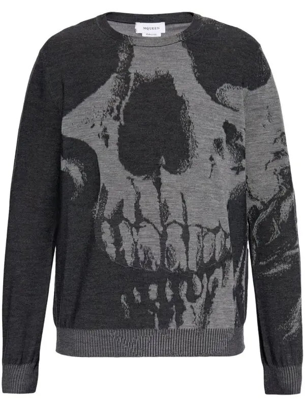 Alexander McQueen Skull Wool Sweater - Grey