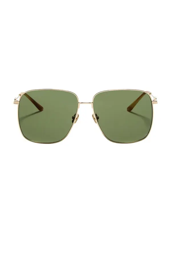 Valentino Garavani Sunglasses With Metal Frames - V-light Gold  Light Havana  & Dark Green