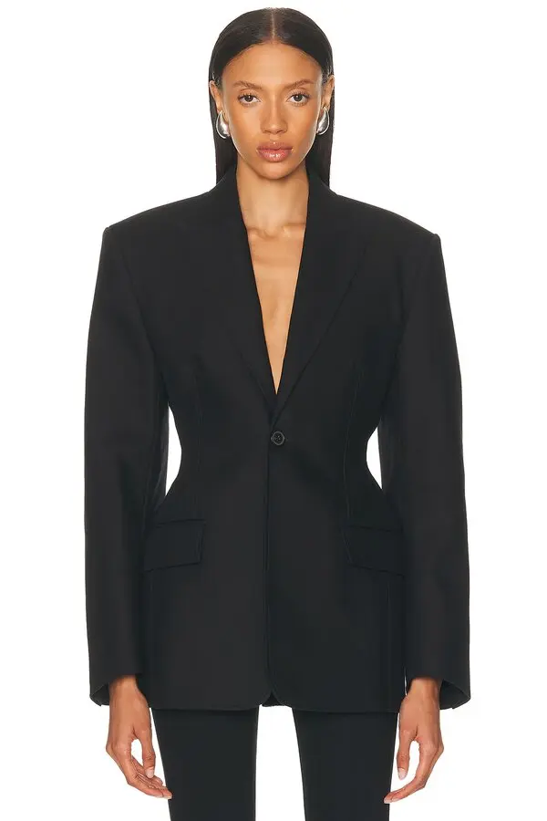 Wardrobe.NYC Drill Contour Blazer - Black