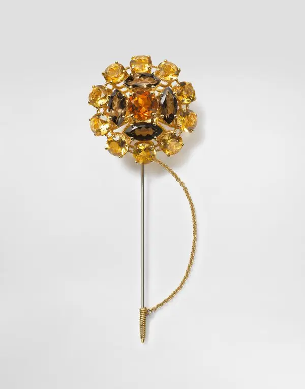 Dolce & Gabbana Sicily Brooch With Quartz And Citrines - Gold