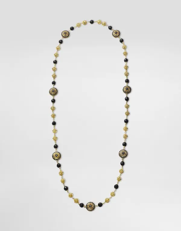 Dolce & Gabbana Sicily Necklace With Black Sapphires And Jade - Gold