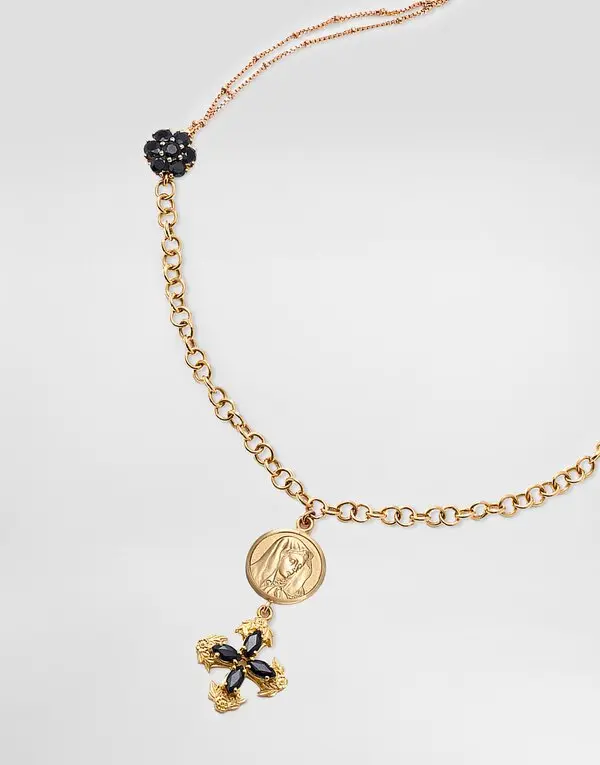 Dolce & Gabbana Sicily Necklace In 18-carat Gold With Black Sapphires - Multicolor