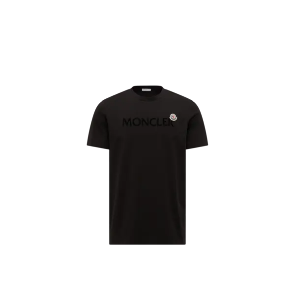 Moncler Flocked Logo Cotton T-shirt - Black
